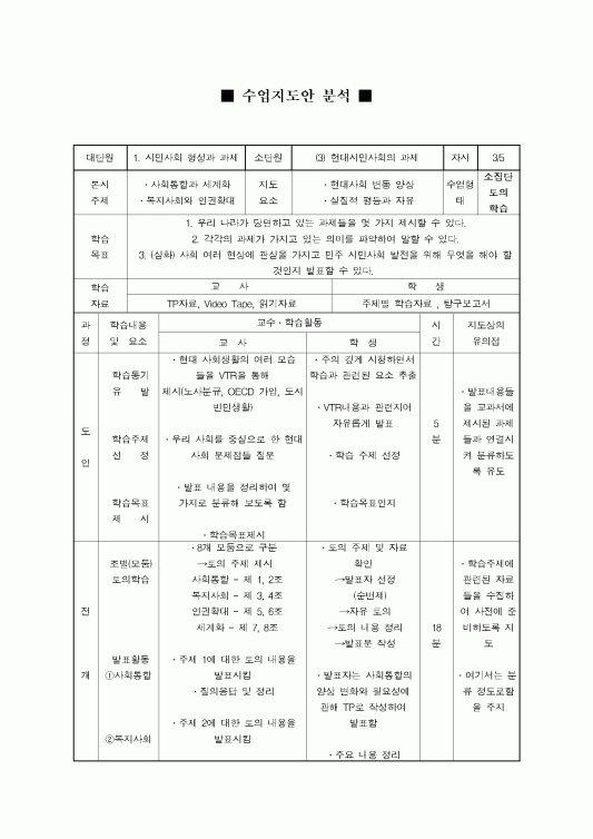 수업지도안 분석