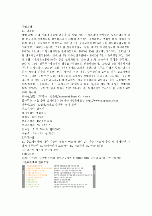[사회과학] 기업은행 기업분석 및 경영전략