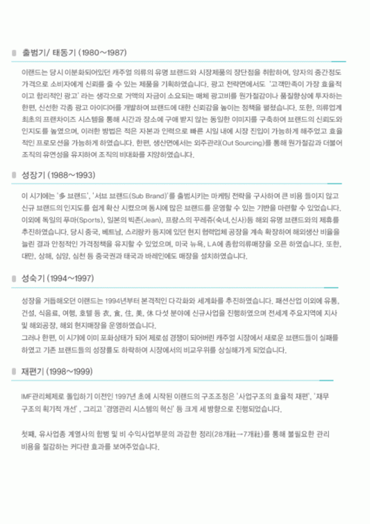 이랜드와 박성수 회장에 관한 발표대본