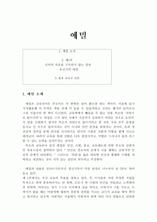 에밀 1부 레포트 자료