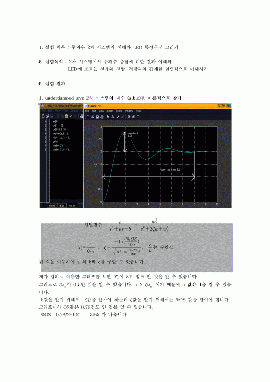 주파수 2차 시스템의 이해와 LED 특성곡선 그리기