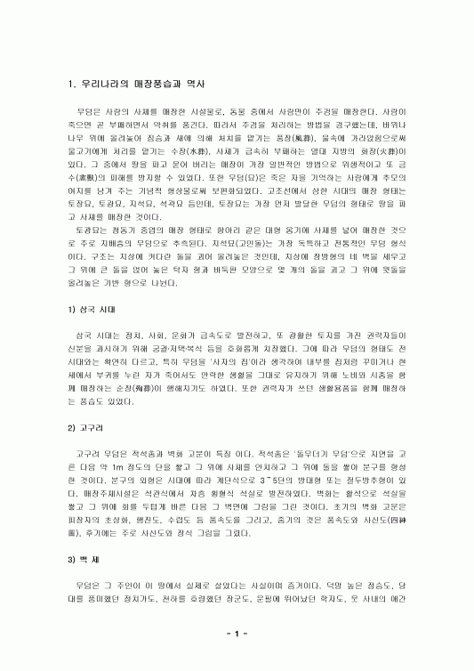 각나라와 우리나라의 매장풍습