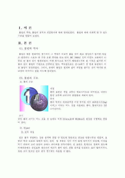 볼링의 규칙 레포트 자료