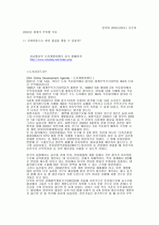 도하라운드는 결실을 맺을수 있나..