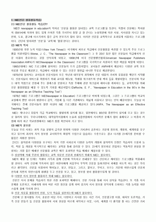 NIE 에 대해서 레포트 자료