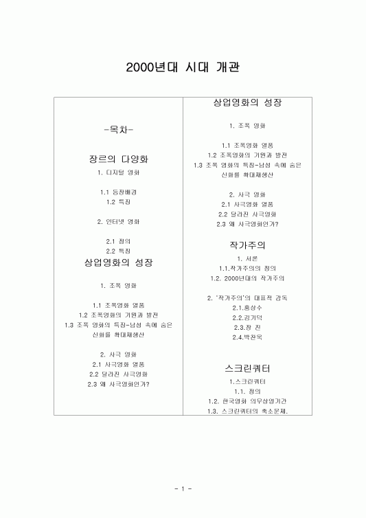 2000년대 영화의 개관