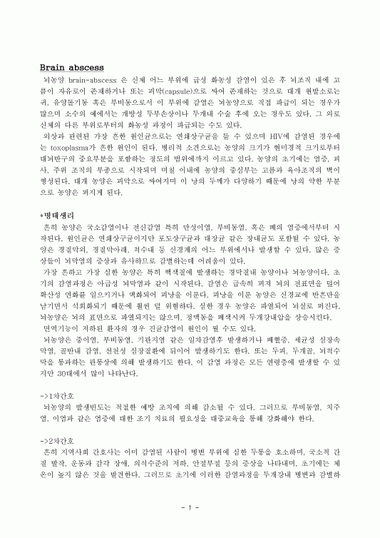 뇌농양 케이스