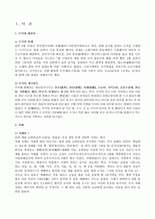 추석음식조사