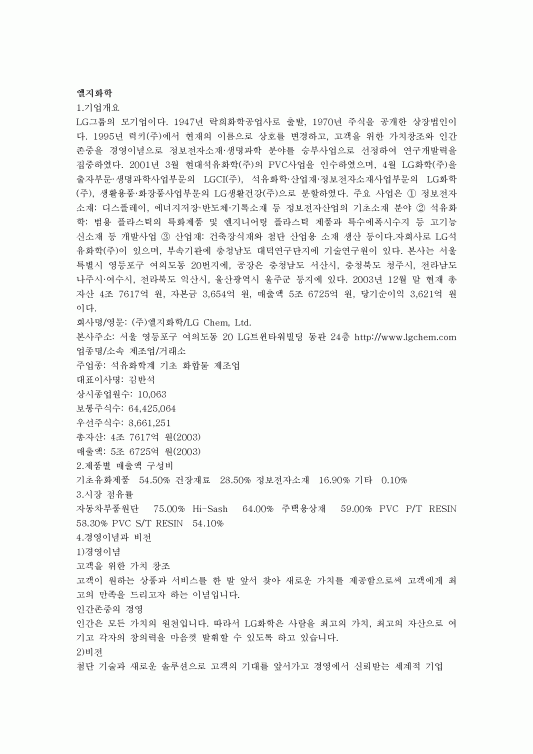 엘지화학 기업분석