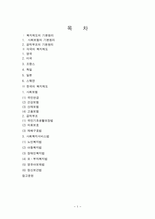 복지정책의 기본원리와 주요내용