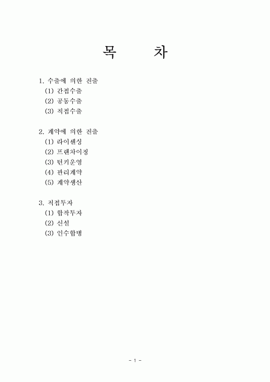 해외시장진출방식