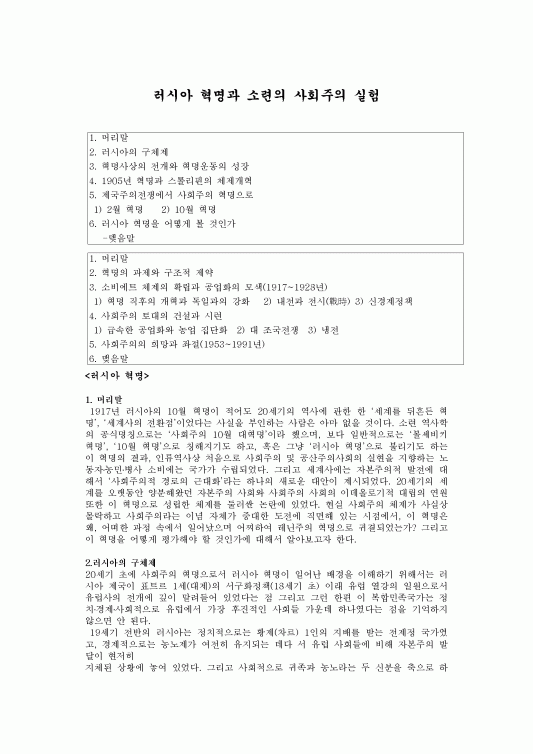 소련 사회주의의 시작과 종말