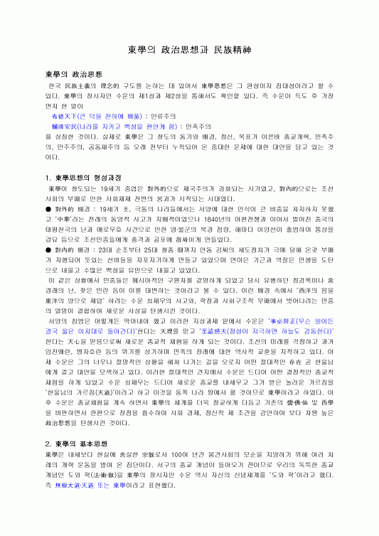 동학의 사상과 민족정신