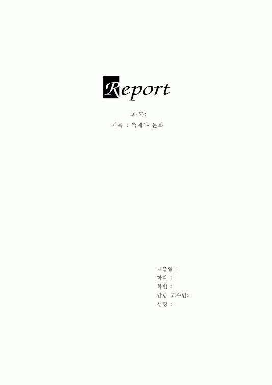 축제와 문화 레포트 자료