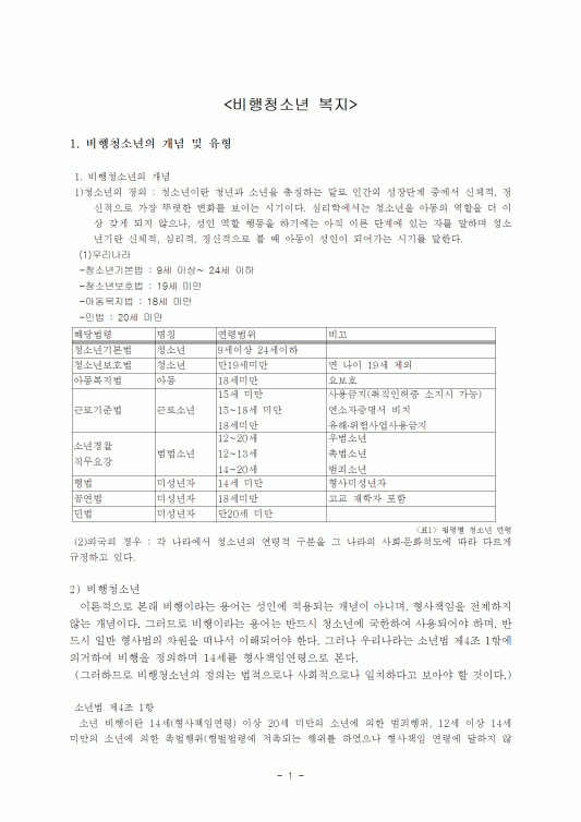 비행청소년 복지