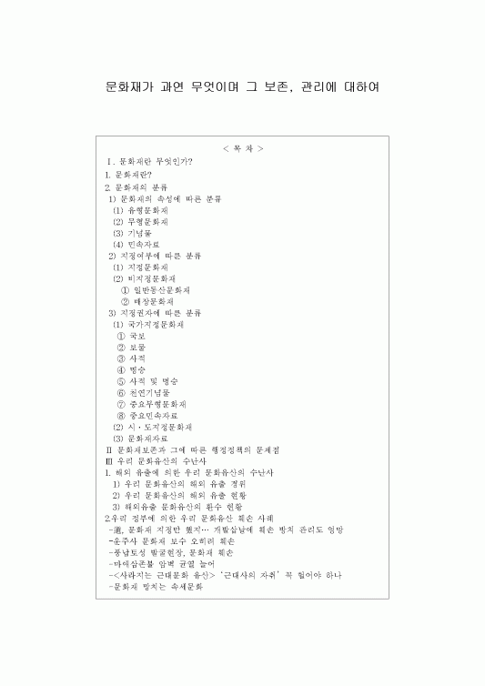 문화재란 무엇이며 그 보존과 관리에 대하여