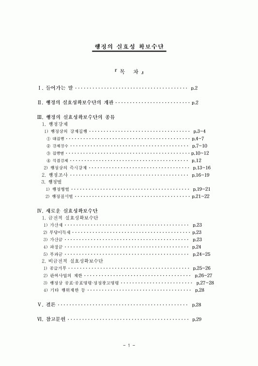 행정의 실효성확보수단