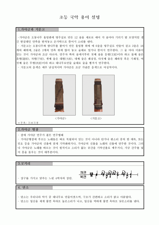 초등 국악 용어 설명