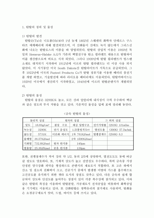 탄탈륨 조사 레포트 자료