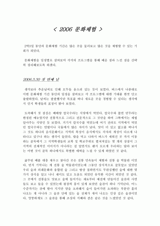[사회과학] 문화체험