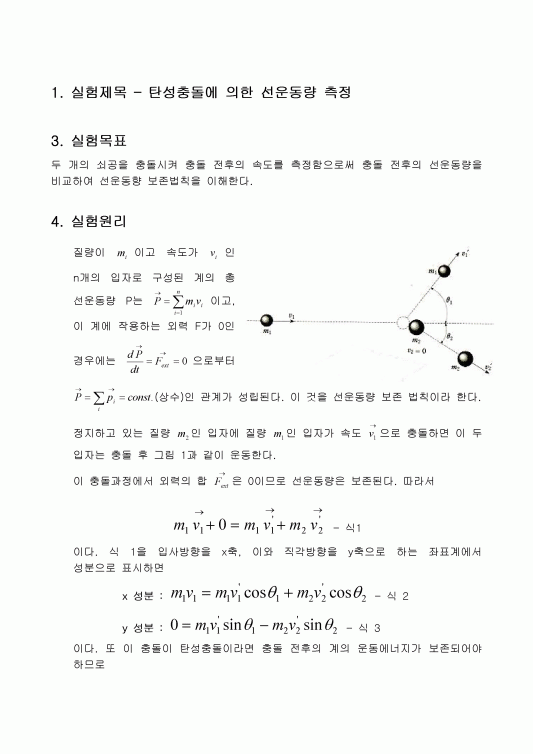 탄성출동에 의한 선운동량 측정