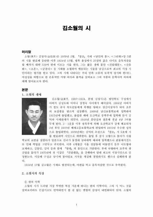 김소월의 시 레포트 자료