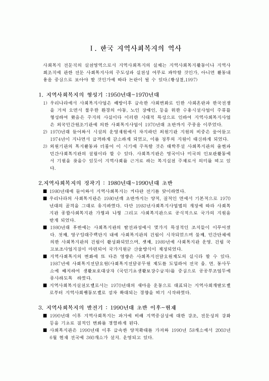[사회과학] 지역사회복지의 역사