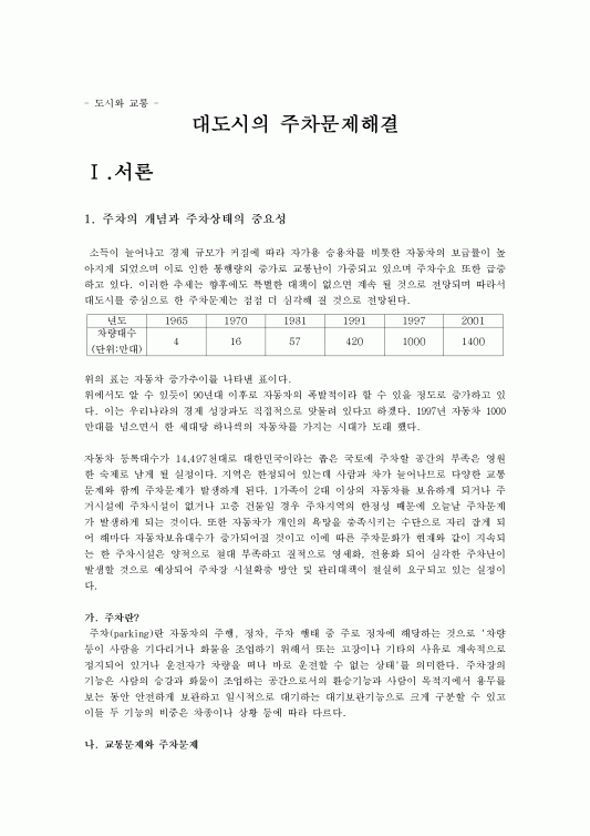 대도시 주차문제 해결