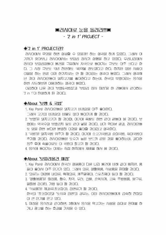 러시아 진출 계획