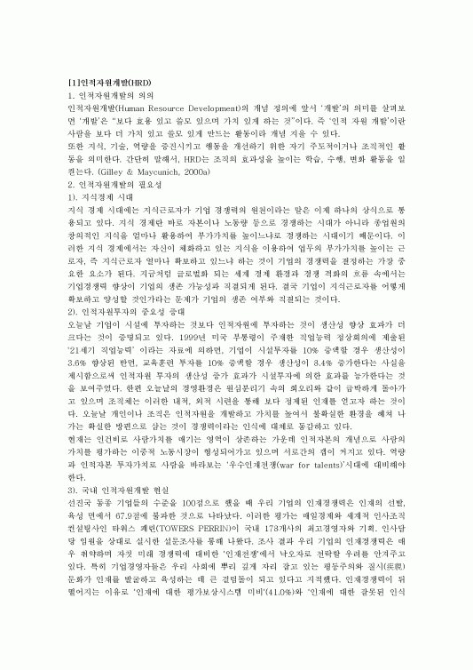 인적자원관리 기업사례를 통한 조사