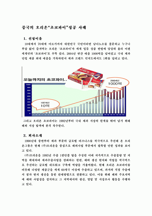 초코파이의 해외진출성공사례
