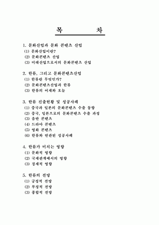 한류의 성공사례