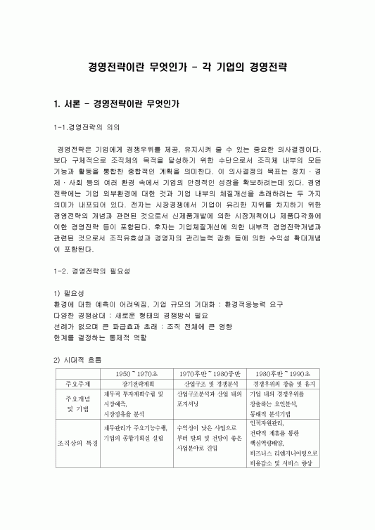경영전략이란 무엇인가 - 각 기업의 경영전략