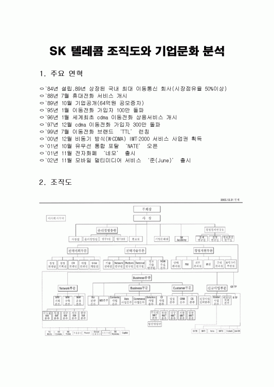 SK텔레콤 조직도와 기업문화 분석