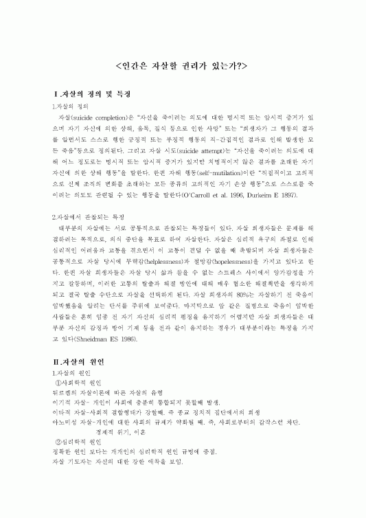 인간은 자살할 권리가 있는가