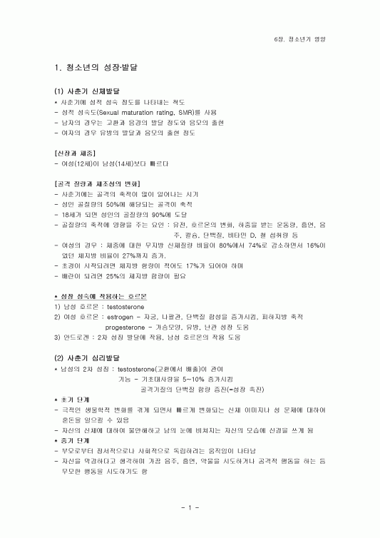 청소년기의 영양