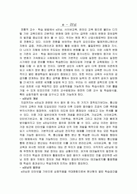 E - 러닝 레포트 자료