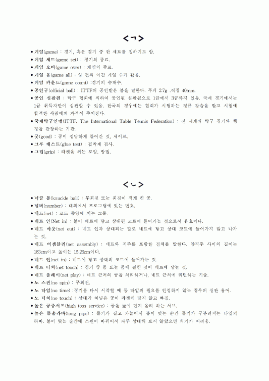 탁구 용어 조사