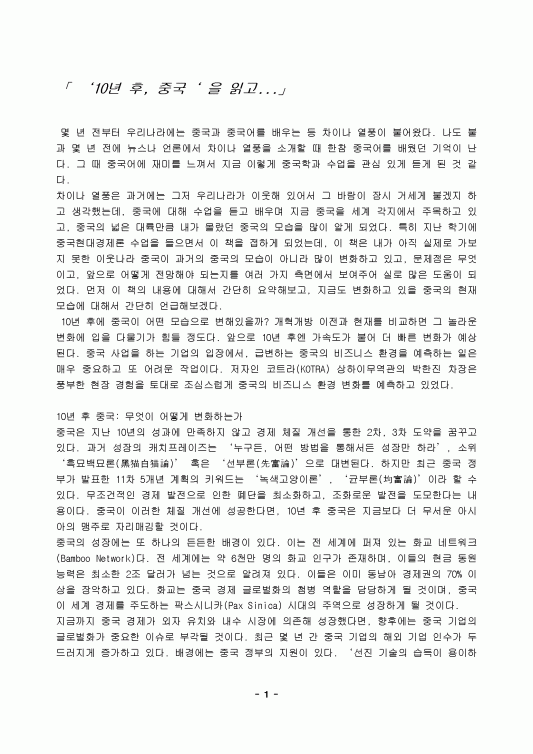 10년 후 중국을 읽고