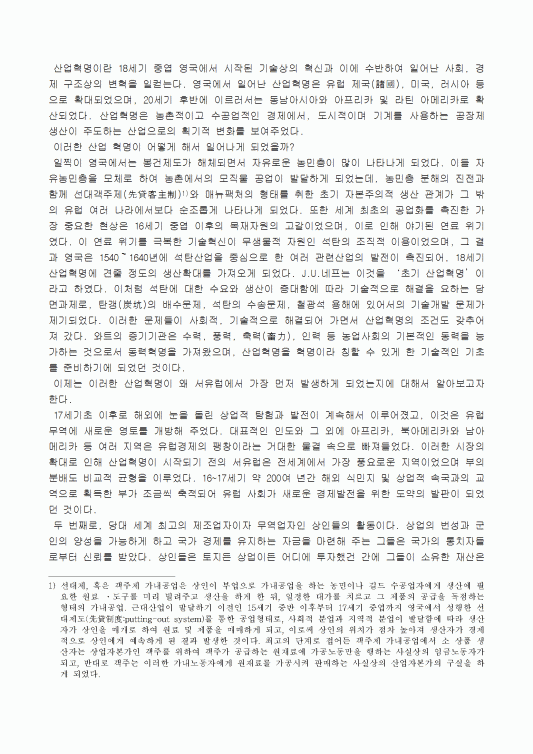 유럽의 산업혁명과 노예노동
