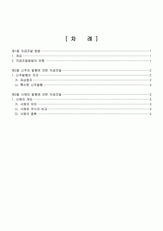 자금조달 레포트 자료
