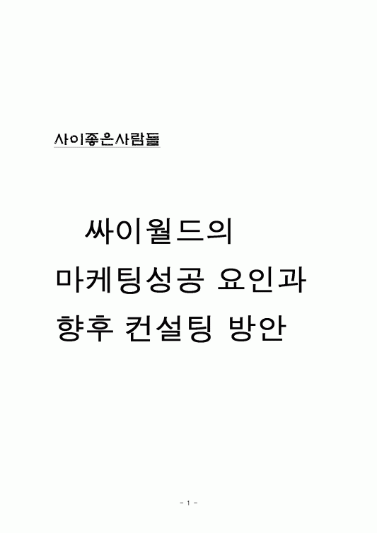 싸이월드의 마케팅적 성공 요인과 컨설팅 방향