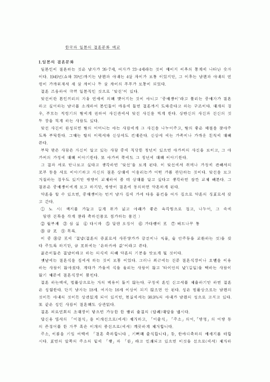 한국과 일본의 결혼 문화