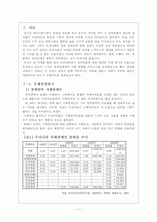 지체장애인에 한 편견과 원인분석