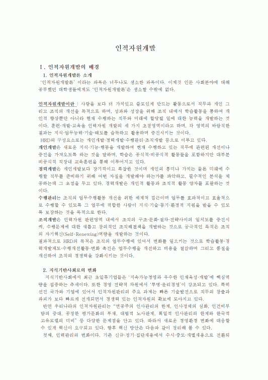 [인적자원개발론] HRD 의 역사와 배경 및 정의에 대해서