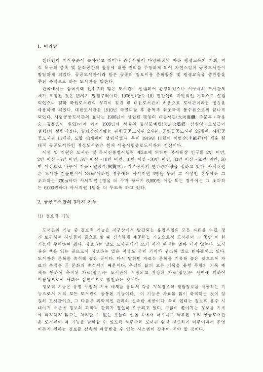 공공도서관 레포트 자료