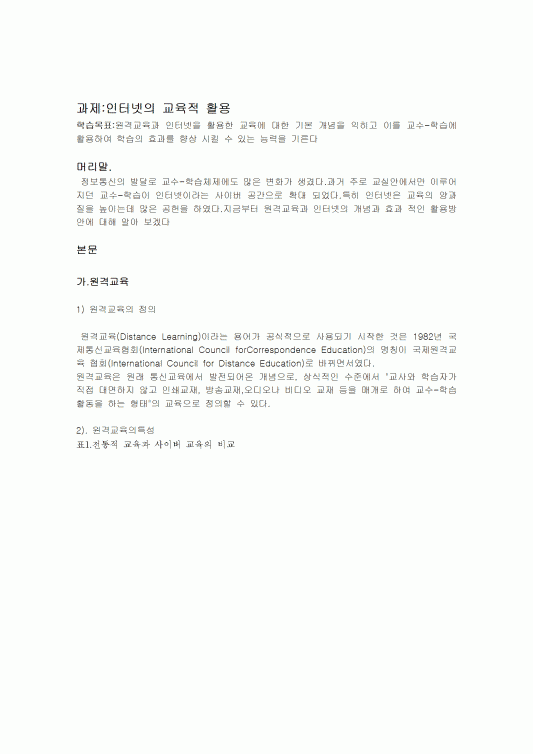 인터넷 활용교수학습(교육방법 및 교육공학)
