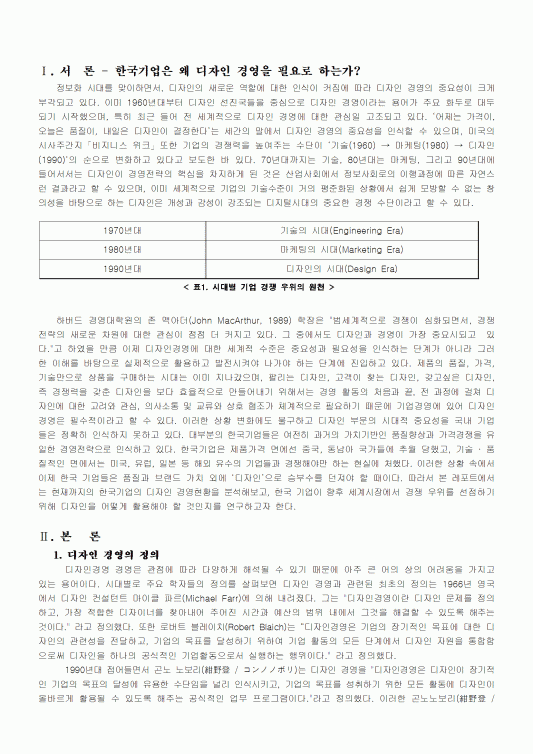 (디자인경영) 한국기업의 디자인 경영 현황 분석 및 향후 발전방안 연구