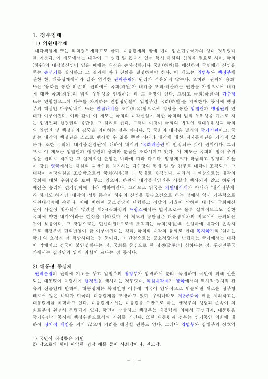 민주주의 정부 형태 및 선거 여론