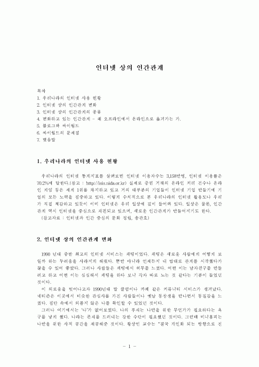 인터넷 상의 인간관계